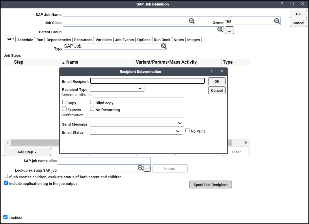 Working with the SAP tab